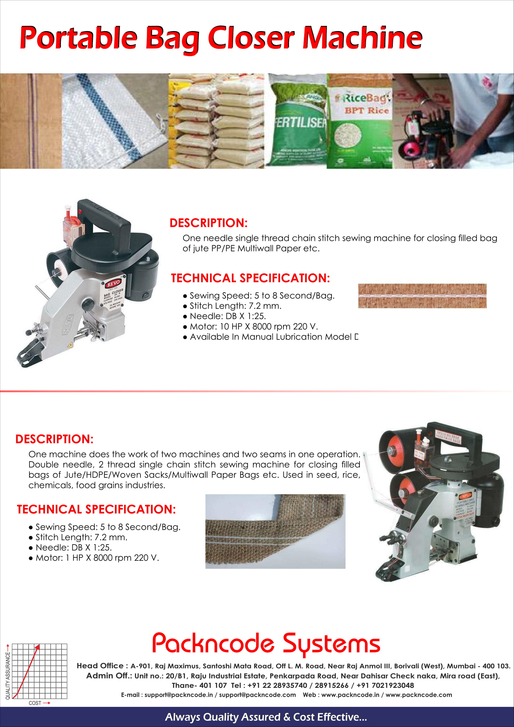 Portable Bag Closer Machine