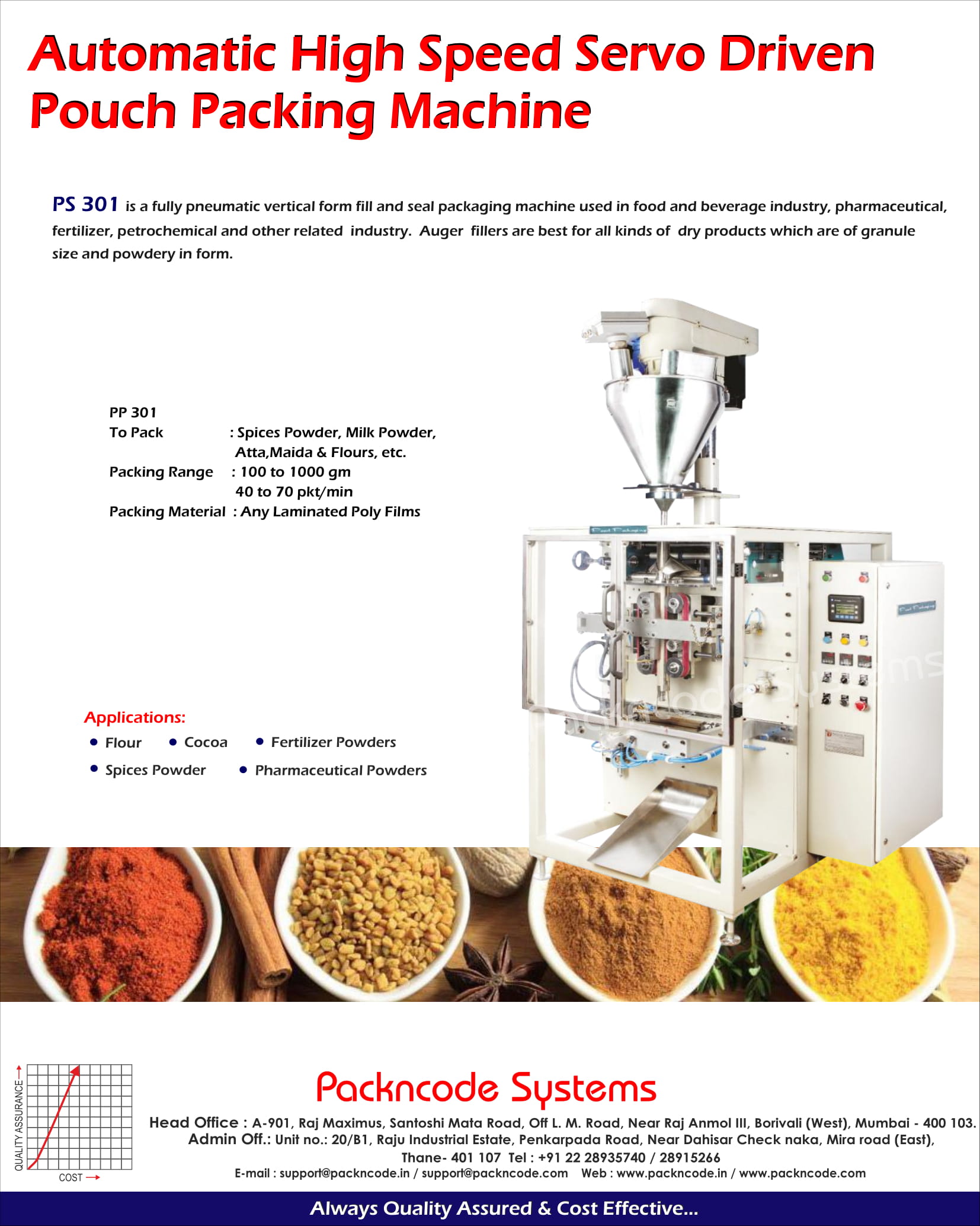 Automatic High Speed Servo Driven Pouch Packing Machine